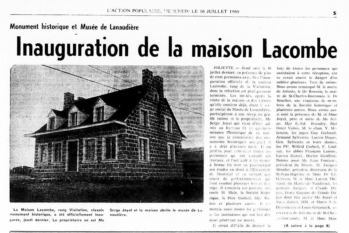 Serge Joyal et la Maison Antoine-Lacombe – Chroniques anachroniques